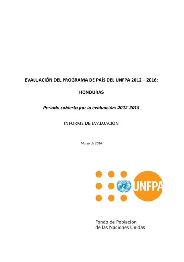 Evaluación del programa de país del UNFPA: Honduras. 2012-2016 | UNFPA ...