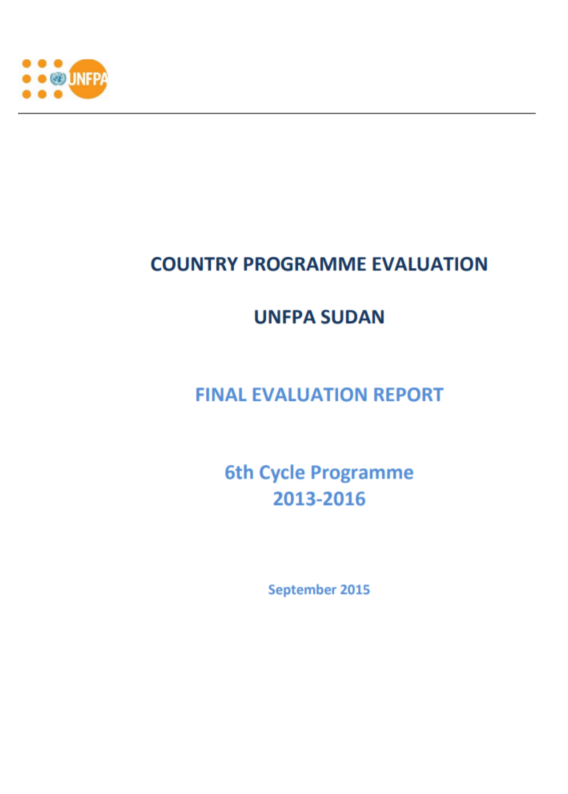 Country programme evaluation UNFPA/Sudan 2013-2016 | UNFPA ...