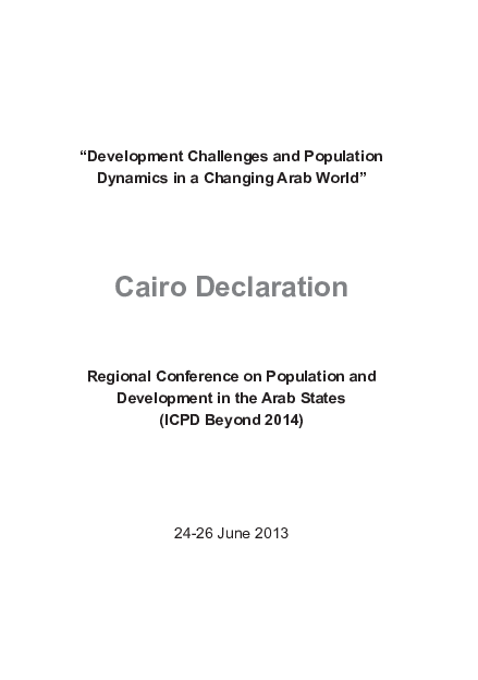 Regional Conference on Population and Development in the Arab States ...