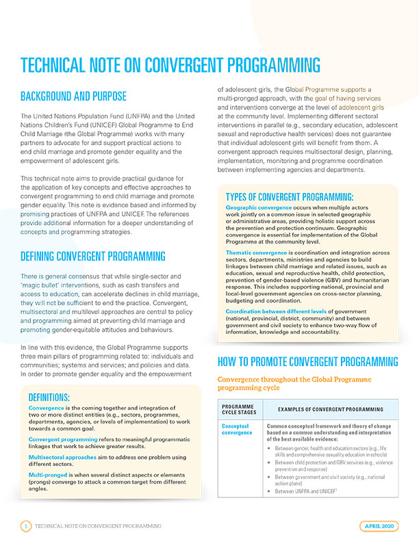 Technical Note on Convergent Programming | UNFPA Administrative Agent