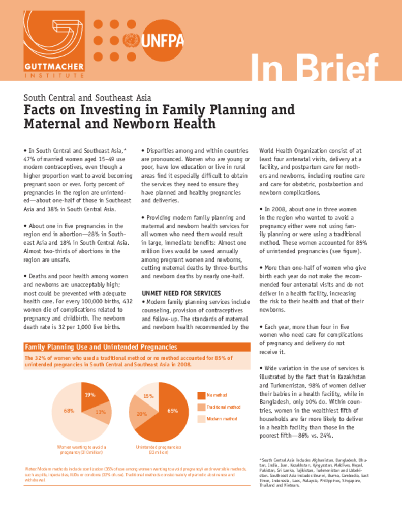 Facts on Investing in Family Planning and Maternal and Newborn Health