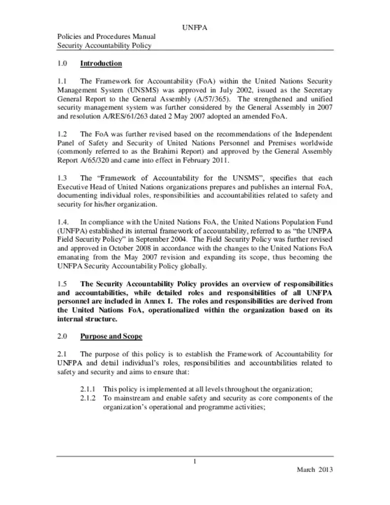 Policy and Procedures for Security Accountability | UNFPA ...