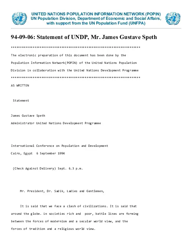 Statement of UNDP | UNFPA Administrative Agent