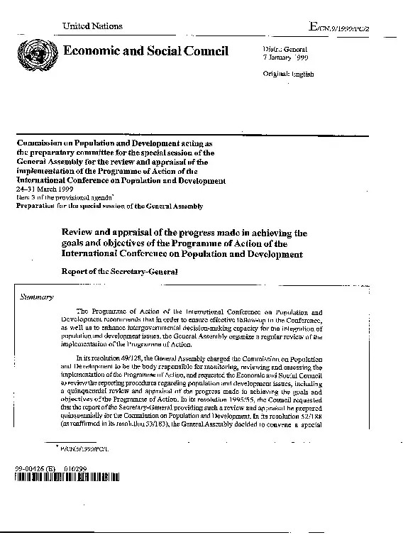 Commission on Population and Development Acting as Preparatory ...