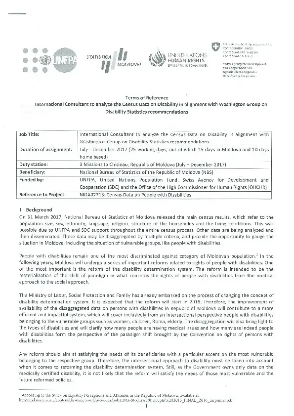 ToR International Consultant on Census | UNFPA Administrative Agent
