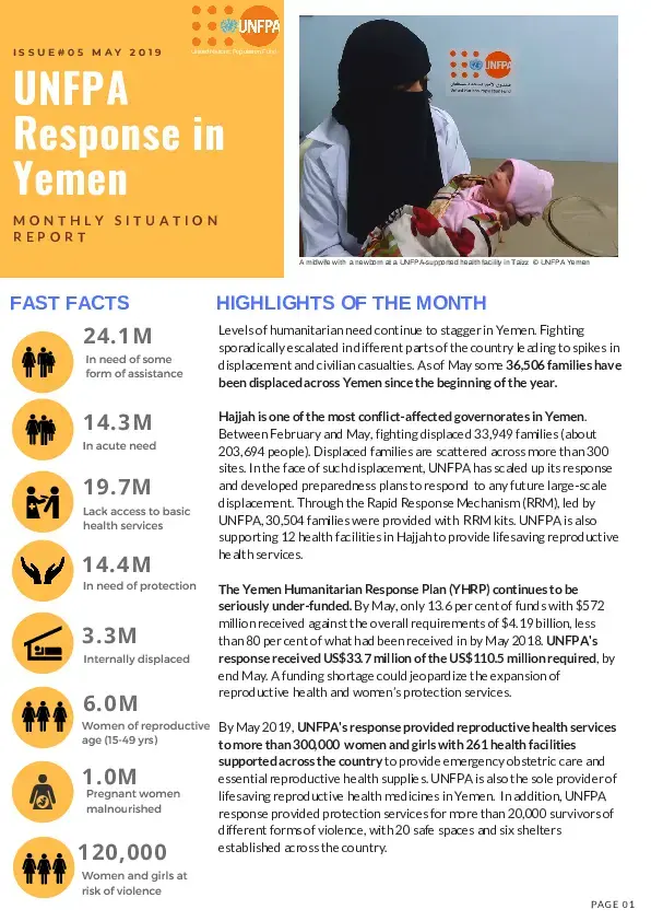 UNFPA Response in Yemen Monthly Situation Report #5 – May 2019 | UNFPA ...