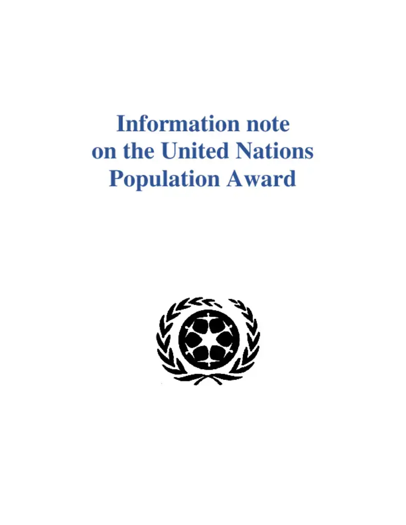 Information note on the United Nations Population Award | UNFPA ...